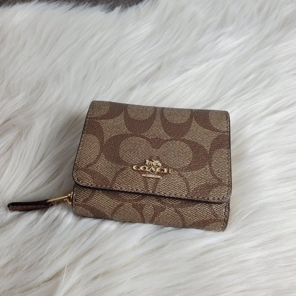 Coach | Bags | Coach Small Trifold Wallet In Signature Canvas | Poshmark
